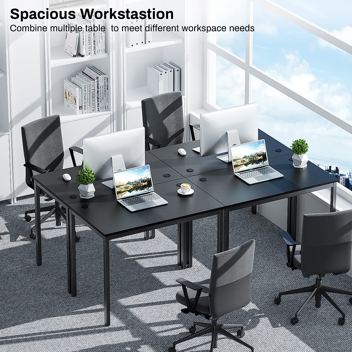 EE EUREKA ERGONOMIC 47 Inch Walnut & White Home Office PC Computer Desk, Simple Modern Work Study Writing Gaming Table for Small & Medium Spaces Desktop with Metal Legs, Sturdy & Easy Assembly