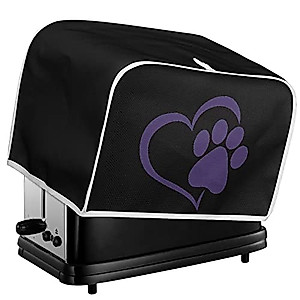SEANATIVE Toaster Cover 4 Slice, Purple Dog Paw Heart Style Bread Toaster Oven Dustproof Cover Fingerprint Protector
