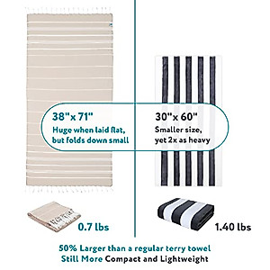 WETCAT Turkish Beach Towel Oversized 38x71 100% Cotton Sand Free Quick Dry Towel Extra Large Turkish Towel Light Travel Towel for Adults Beach Gifts Beach Accessories - Beige