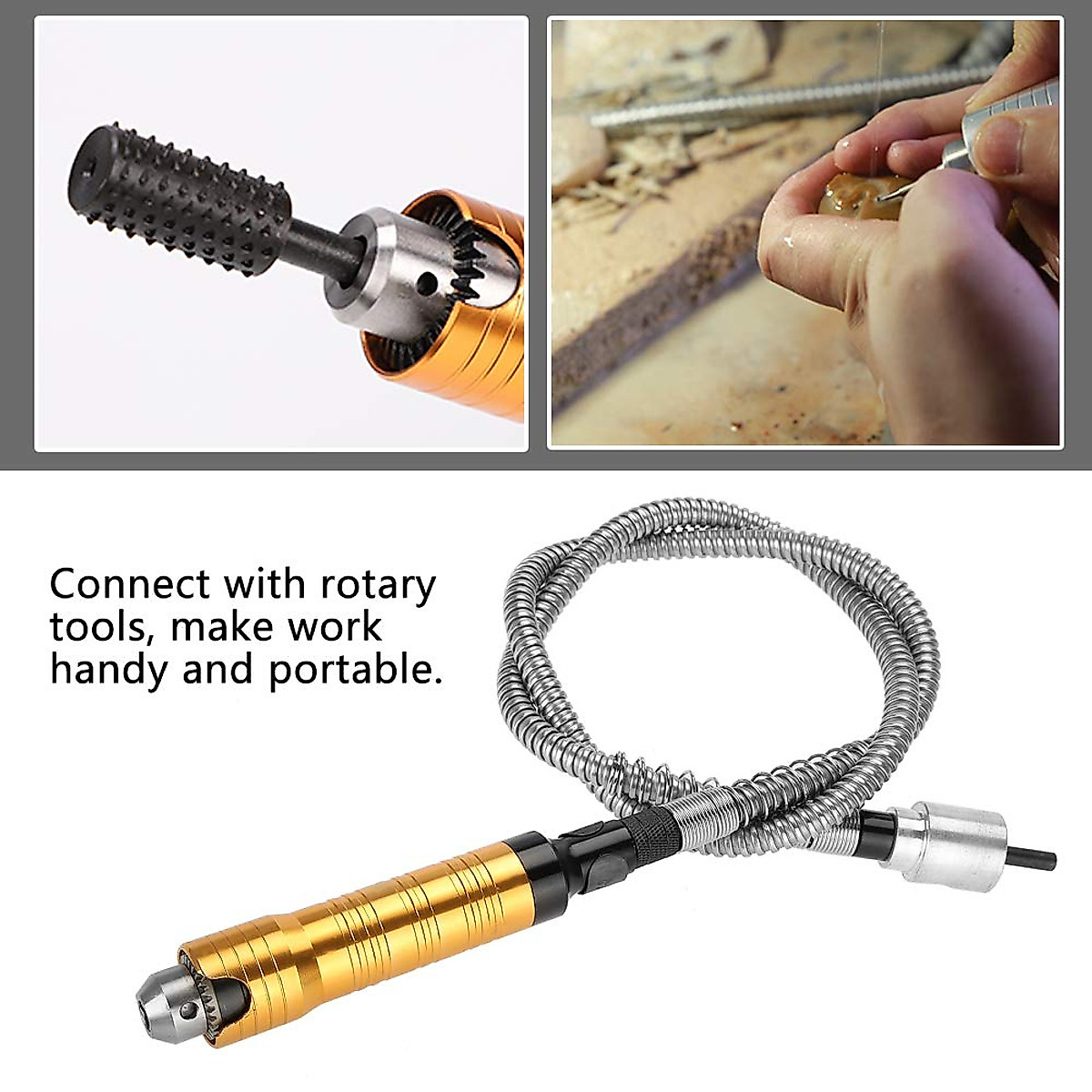 Electric Drill Grinder Tool, 0.5-6.5 Mm Chuck Handle 6Mm Flexible Flex Shaft Adapter Attachment Fit Electric Drill Grinder Tool for Detail Metal Engraving, Wood Carving, and Jewelry Polishing