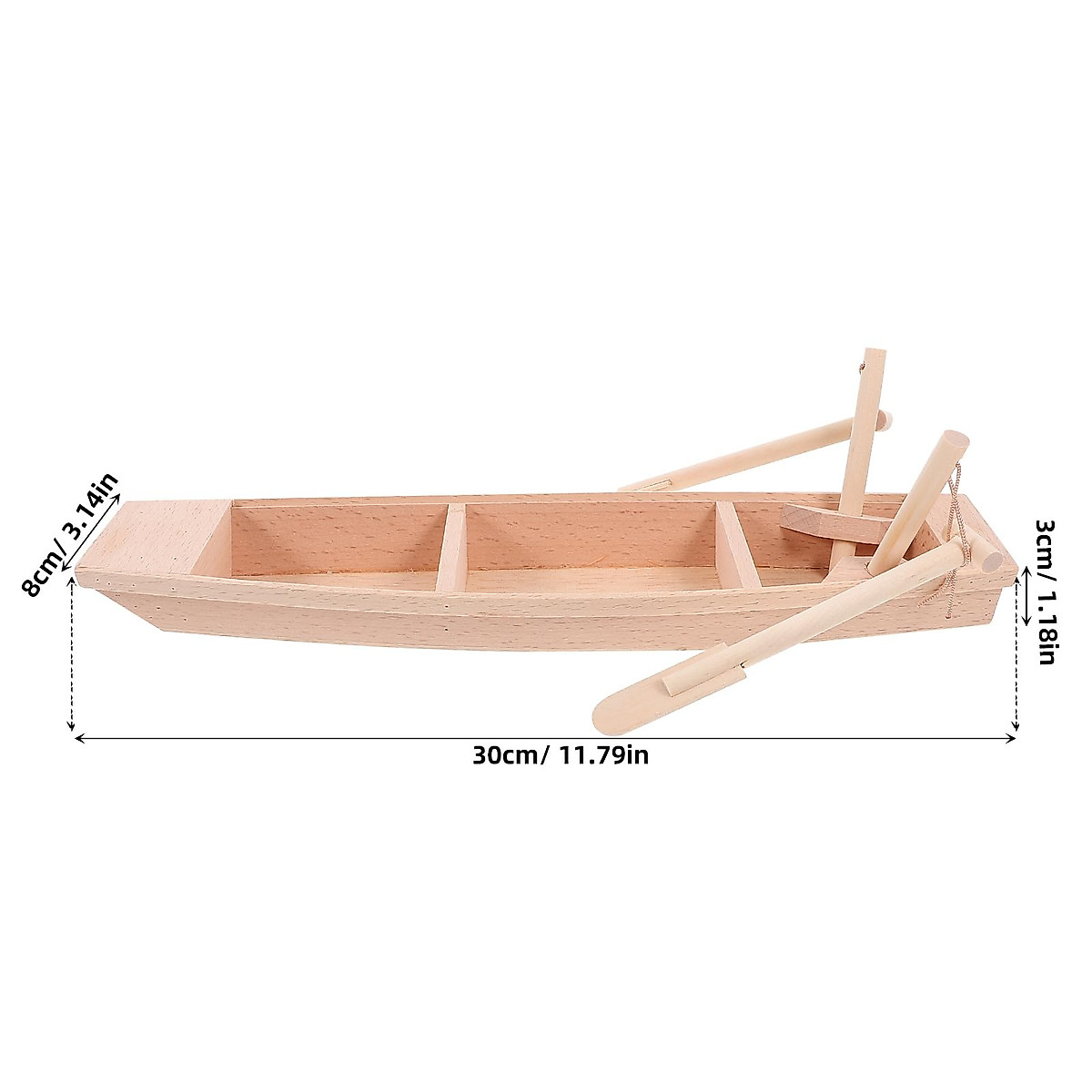 Unfinished Wooden Rowboat, Mini Wood Boat Model Figurine forIY Crafts School Project Birthday Party Home Office Table Decoration