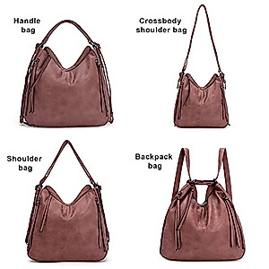 Convertible Backpack Purse For Women Handbag Hobo Tote Satchel Shoulder Bag Black