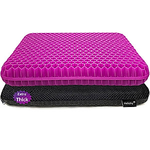 Gel Seat Cushion, Office Seat Cushion Chair Pads for Office Home Car Wheelchair Long Trips - Extra Thick Gel Cushion for Pressure Sores, Tailbone, Back, Sciatica Pain Relief (Extra Thick, Violet)