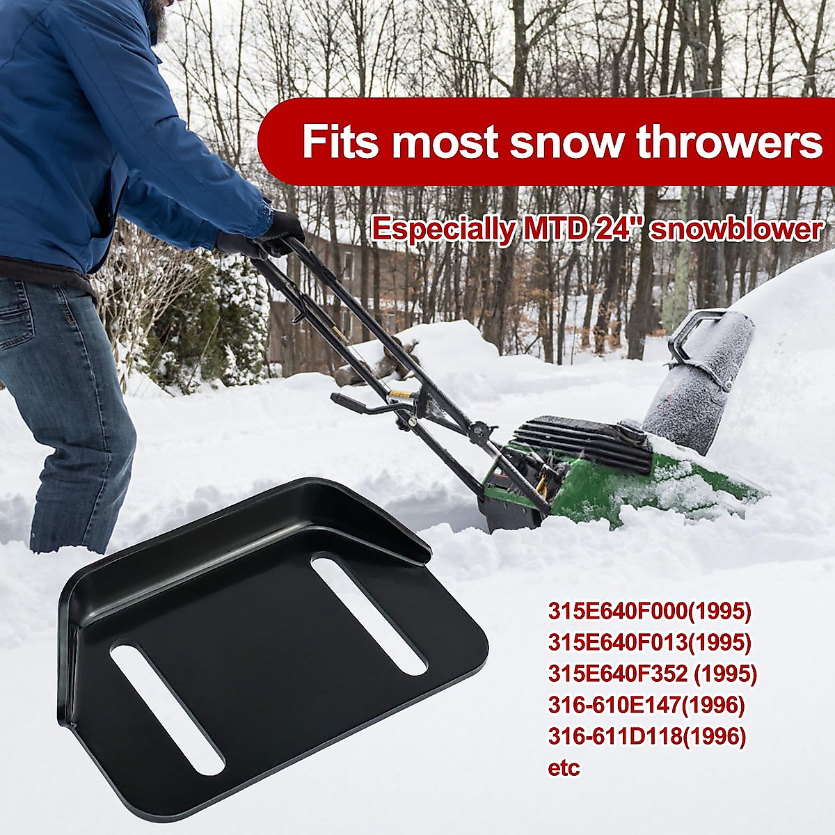 MTD 784-5580,784-5580-0637 Snow Blower Skid Plate Shoes Black Height Adjust Skid Shoe for Snow Throwers, by Cenipar Pack of 2