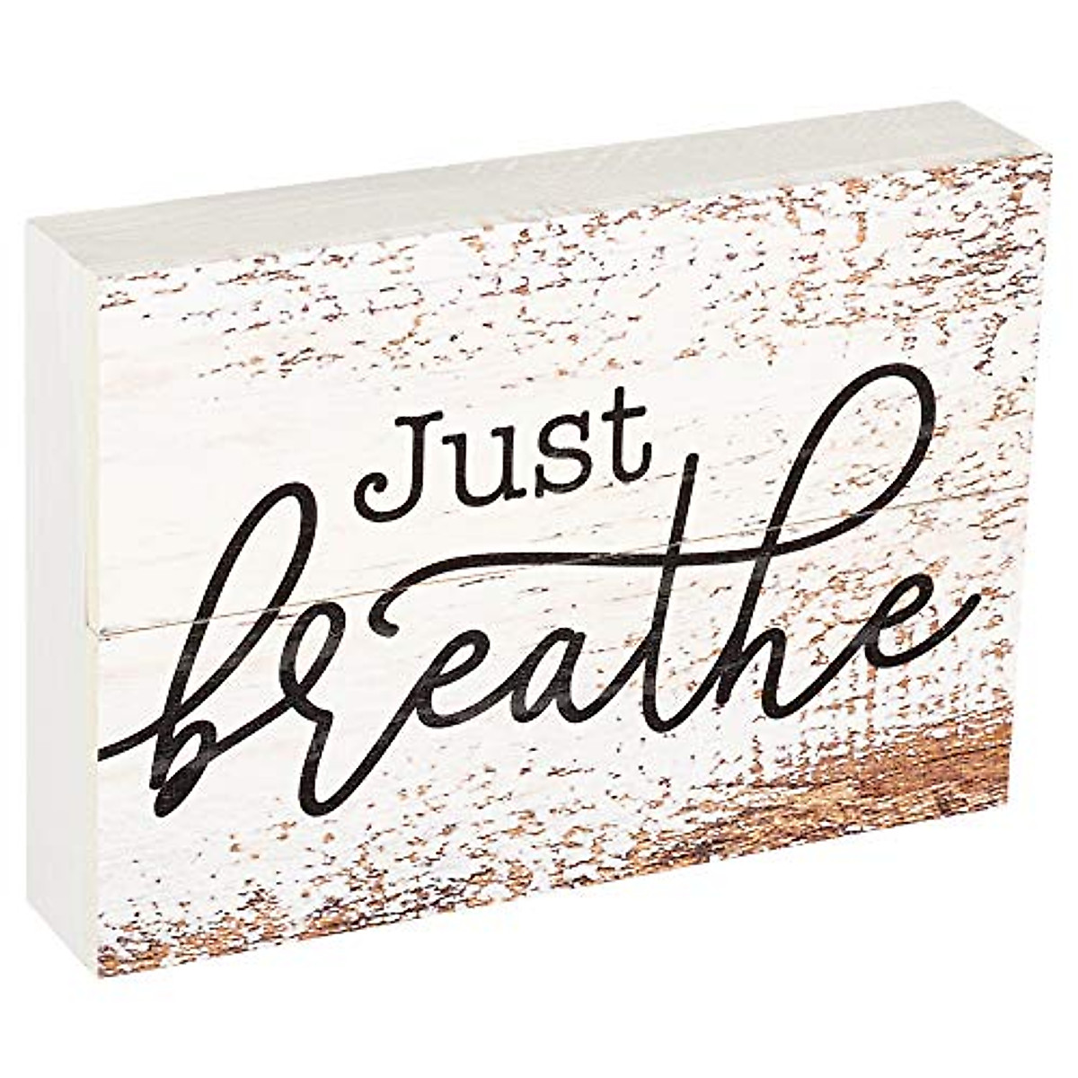 Just Breathe Whitewash 10 x 7 Wood Boxed Pallet Wall Plaque Sign