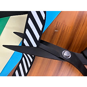 Mxeiwzx Left-Handed Scissors for Adults, 8 Inch Titanium Coating with Stainless Steel Blade, for Dressmaking, Leather Professional Sewing Fabric, Crafting and Home General Use, Black