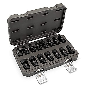 GEARWRENCH 15 Piece 3/8inch Drive 6 Point Universal Impact Socket Set, Metric - 84918N