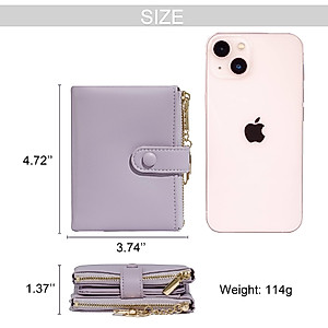 Sunwel Fashion Small Vegan Leather Wallet for Women RFID Blocking Ladies 13 Card Holder with Double Zipper Pocket (LAVENDER)