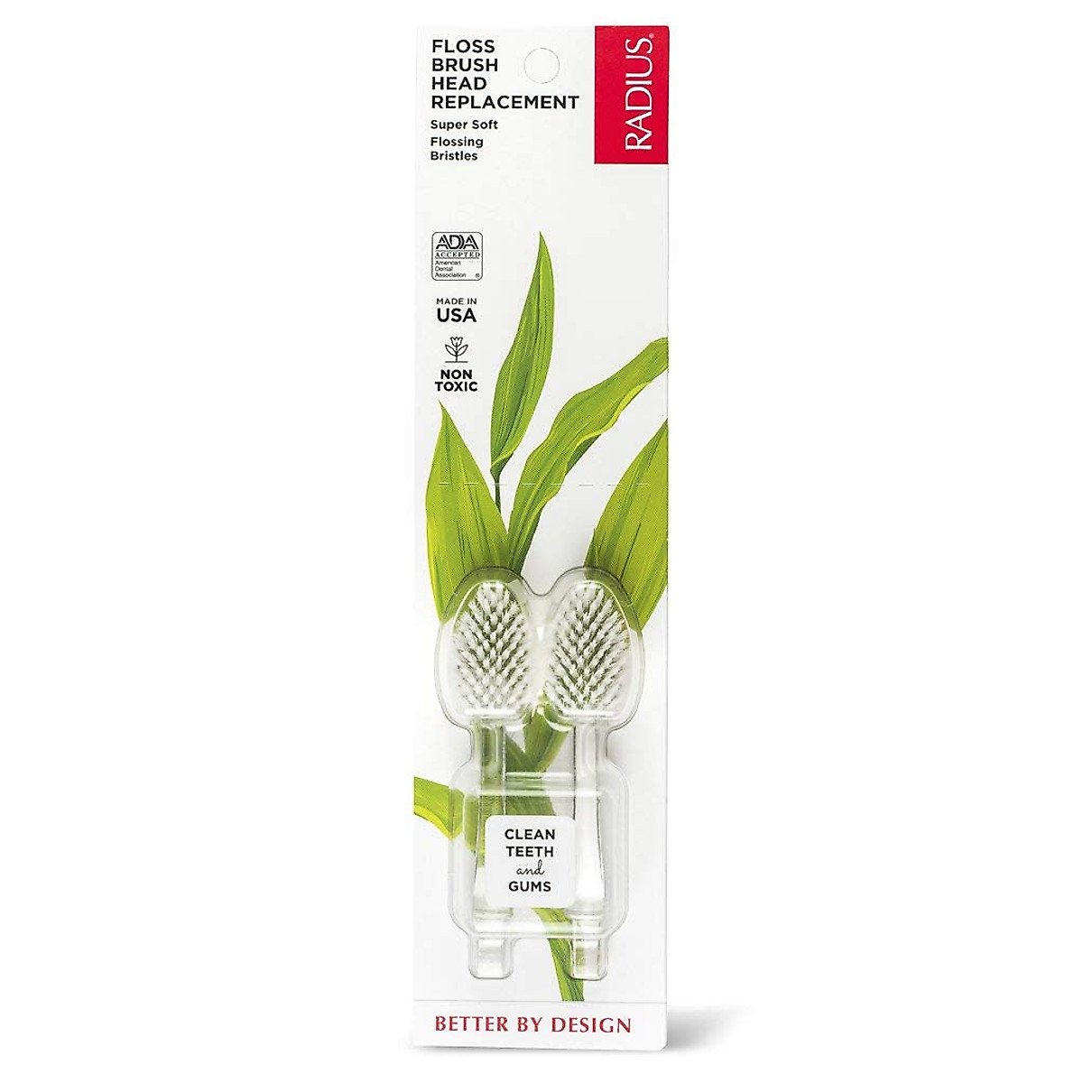 Radius - Toothbrush Replacement Heads, for Source, Tour Toothbrushes, Premium Bristles,Soft,(Pack of 2)