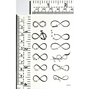 Mini Tattoos 2 Sheets Anchor Heart Bird Eight Infinity Lines Cartoon Tattoos Art Stickers Waterproof Temporary Painting Make up Sexy Body Fake Tattoo for Men Women Teens (01)