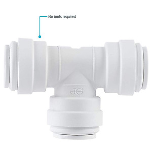 John Guest Speedfit 3/8 Inch x 3/8 Inch x 1/4 Inch OD Reducing Tee, Push to Connect Plastic Plumbing Fitting, PP30121208WP