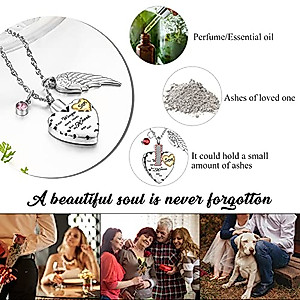 abooxiu Heart Urn Necklaces for Ashes with 12 Pcs Birthstones Cremation Necklace for Ashes Stainless Steel Cremation Jewelry for Son - Your Wings Were Ready, But My Heart Was Not