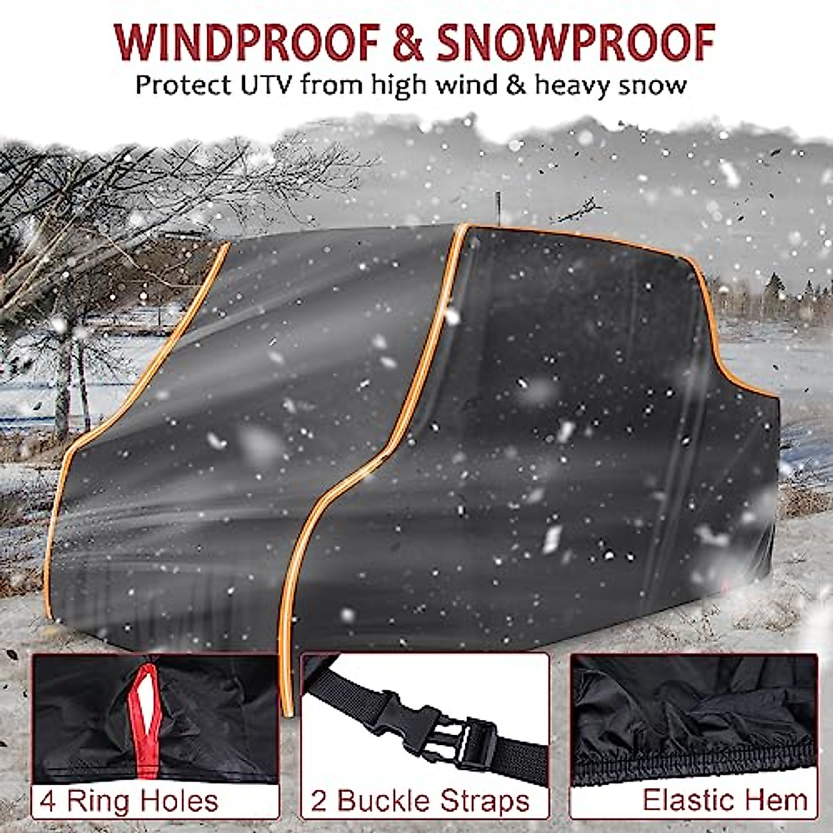 UTV Cover 4 Seater, StarknightMT Waterproof Anti-UV Cover Compatible with Polaris Ranger Crew 1000 900 570 800 General RZR Talon Teryx 4-Door with Reflective Strips Heavy-duty 420D Cover