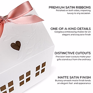 Karentology 20 Pcs Classic House Shaped Gift Boxes with Neutral Ribbons for Treats, Desserts, Fancy Cookie, White Gable Bakery Packaging