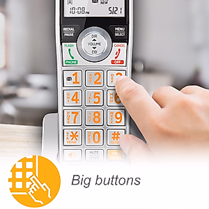 AT&T CL82407 DECT 6.0 4-Handset Cordless Phone for Home with Answering Machine, Call Blocking, Caller ID Announcer, Intercom and Long Range, Silver