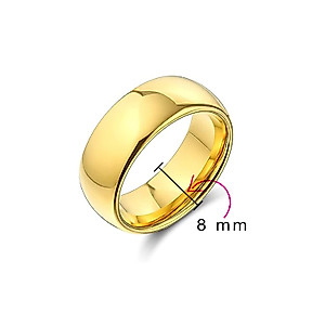 Bling Jewelry Gold Plated High Polish Comfort Fit Tungsten Wedding Band 8mm, Size 7.5