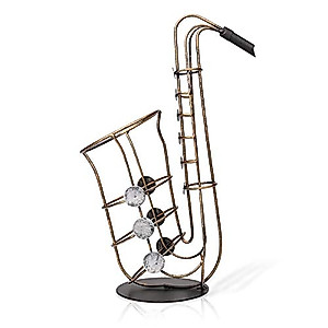 PIBM Stylish Simplicity Saxophone Style Wine Rack Bar Restaurant Home Decorations Creative Personality Metal Gold Retro Old Porch Desktop Ornaments Beautiful and Elegant