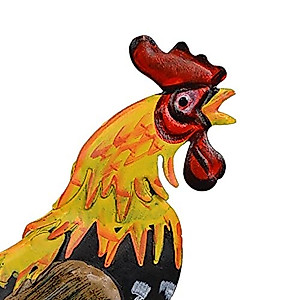 Westcharm 48 in. Crowing Metal Rooster Weathervane | Wind Wheel Decorative Garden Stake with Rooster Ornament | Chicken Garden Weather Vane
