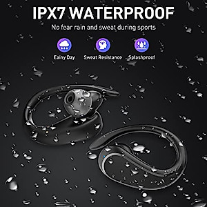 Wireless Earbuds Bluetooth 5.3 Headphones 40hrs Play Sport Headphones with Dual LED Display, Bluetooth Earbuds IP7 Waterproof with Earhooks, Touch Control Ear buds with Immersive Sound for Workout