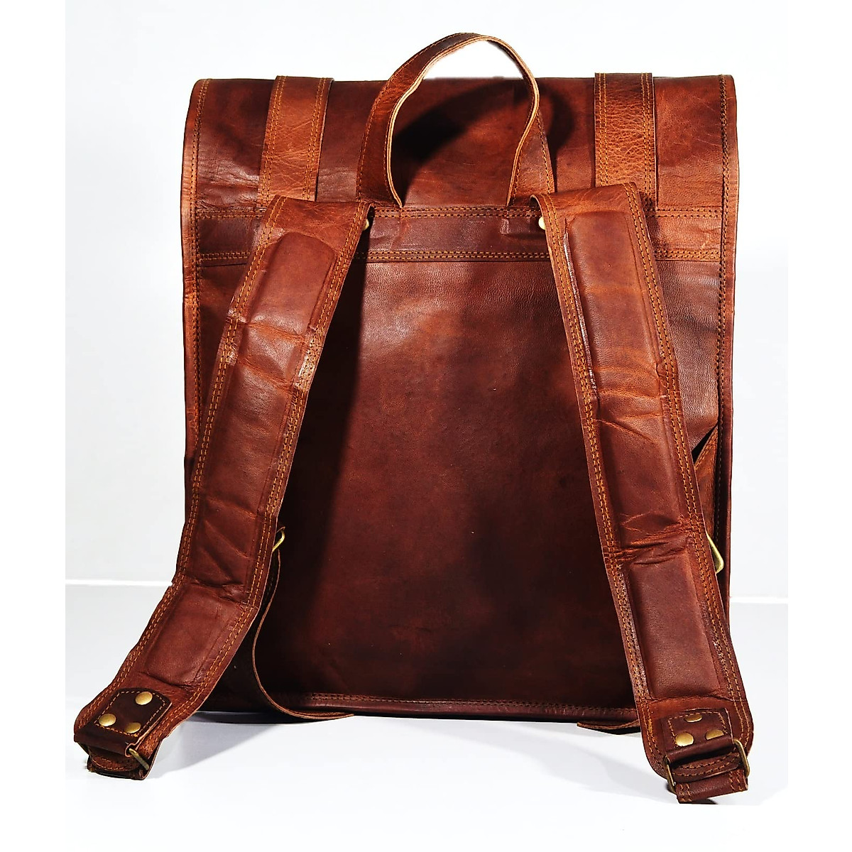 URBAN DEZIRE Men's Leather Vintage Roll On Laptop Backpack Rucksack knapsack college bag