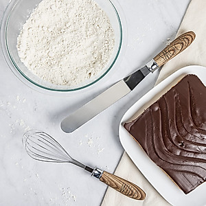 Rae Dunn Everyday Collection Dessert Set- Ice Cream and Cookie Dough Scoop, Spreader, and Whisk with Wooden Handles