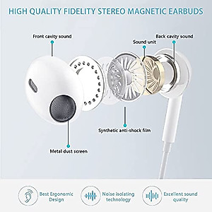 Apple Headphone Wired with Lightning Connector [Apple MFi Certified] in-Ear Noise Isolating iPhone Headphone Built-in Microphone & Volume Control Compatible with iPhone 13/12/11/SE/X/XR/8/7-All iOS