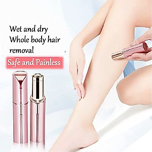 Rirsoasy Facial Hair Removal for Women Painless Hair Remover, Waterproof Shaver Razor Hair Remover with LED Light for Face Upper Mustache Lip Chin, Rechargeable (Matte Black)