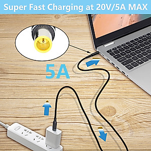 CERRXIAN 6.5ft 100W PD USB Type C Male Input to DC 7.9 x 5.5mm Male Power Charging Cable for Compatible with Lenovo Thinkpad T400 T410 T420 T420s T500 T520 T530 E545 T61 X140e X230(7955-100W)