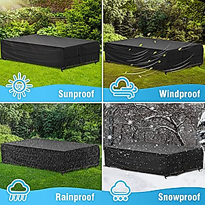 Velway Patio Furniture Cover Outdoor Waterproof Rectangular Patio Table Chair Sofa Set Cover, 128”Lx82”Wx28”H, All Weather Oxford Tear-Resistant Material with Zipper Carrying Bag Windproof Buckles