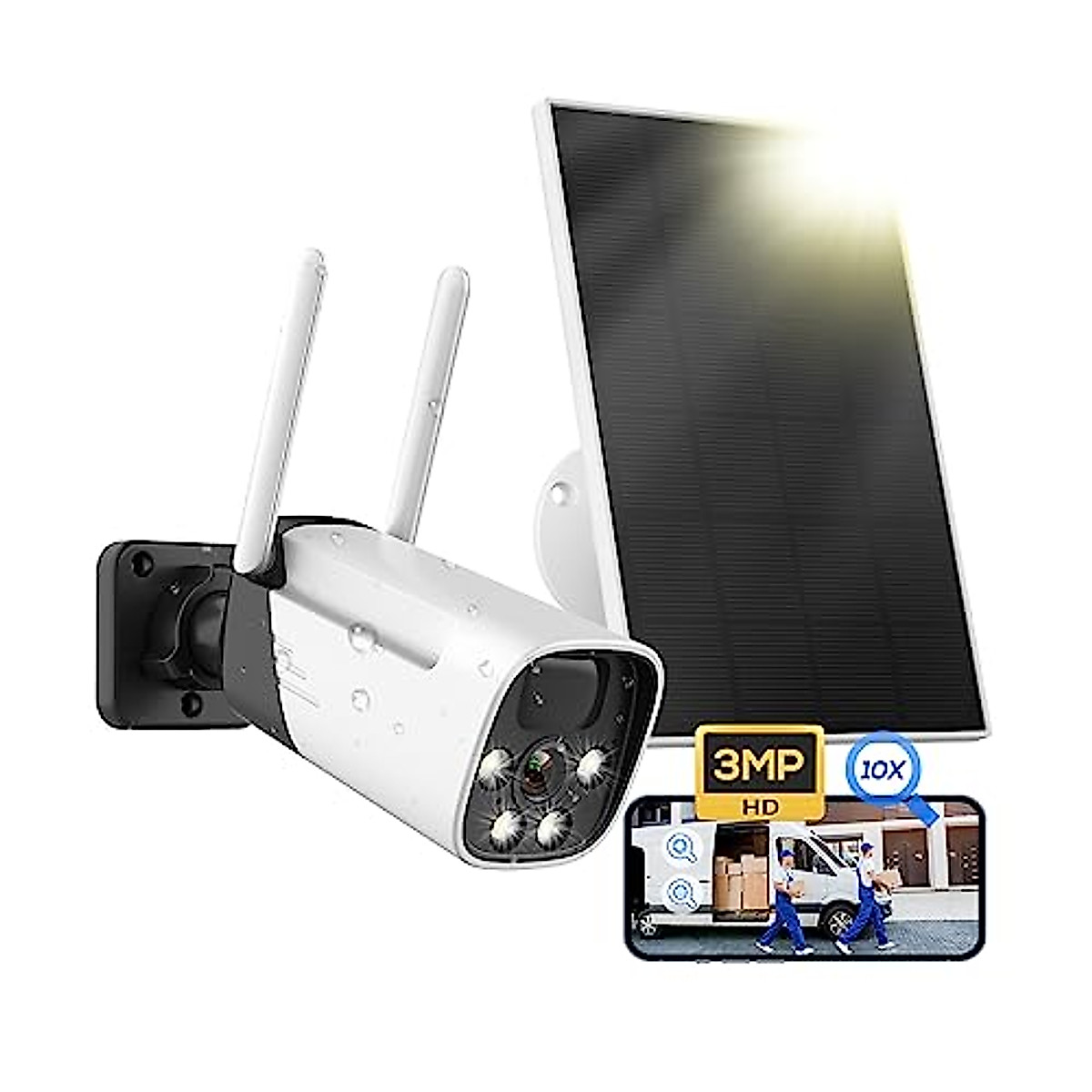 VIKYLIN Solar Security Cameras Wireless Outdoor, 2K Battery Powered Outdoor Camera, 2.4GHZ WiFi Home Security with Spotlight Color Night Vision, AI PIR Motion Detection, 2-Way Talk, Siren Alarm