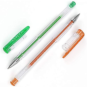 ARTEZA Glitter Gel Pens with Triangular Grip, 14 Colors - 0.8-1.0 mm Tips, Bright and Vivid Ink, Art Supplies for Scrapbooking, Doodling, & Journaling