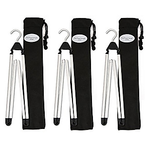 Boottique Travel Hanger, Car Hanger, Clothes Hanger- Foldable Hanger, Folding Hanger, Collapsible Hanger, Portable Hanger (Matte Silver & Black) (Set of 3)
