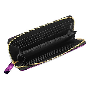 AGONA Womens Wallet Purple Dark Rose Floral Wallet for Women Long Wallet PU Leather Zip Around Phone Clutch Handbag Card Holder Purse Girls Men