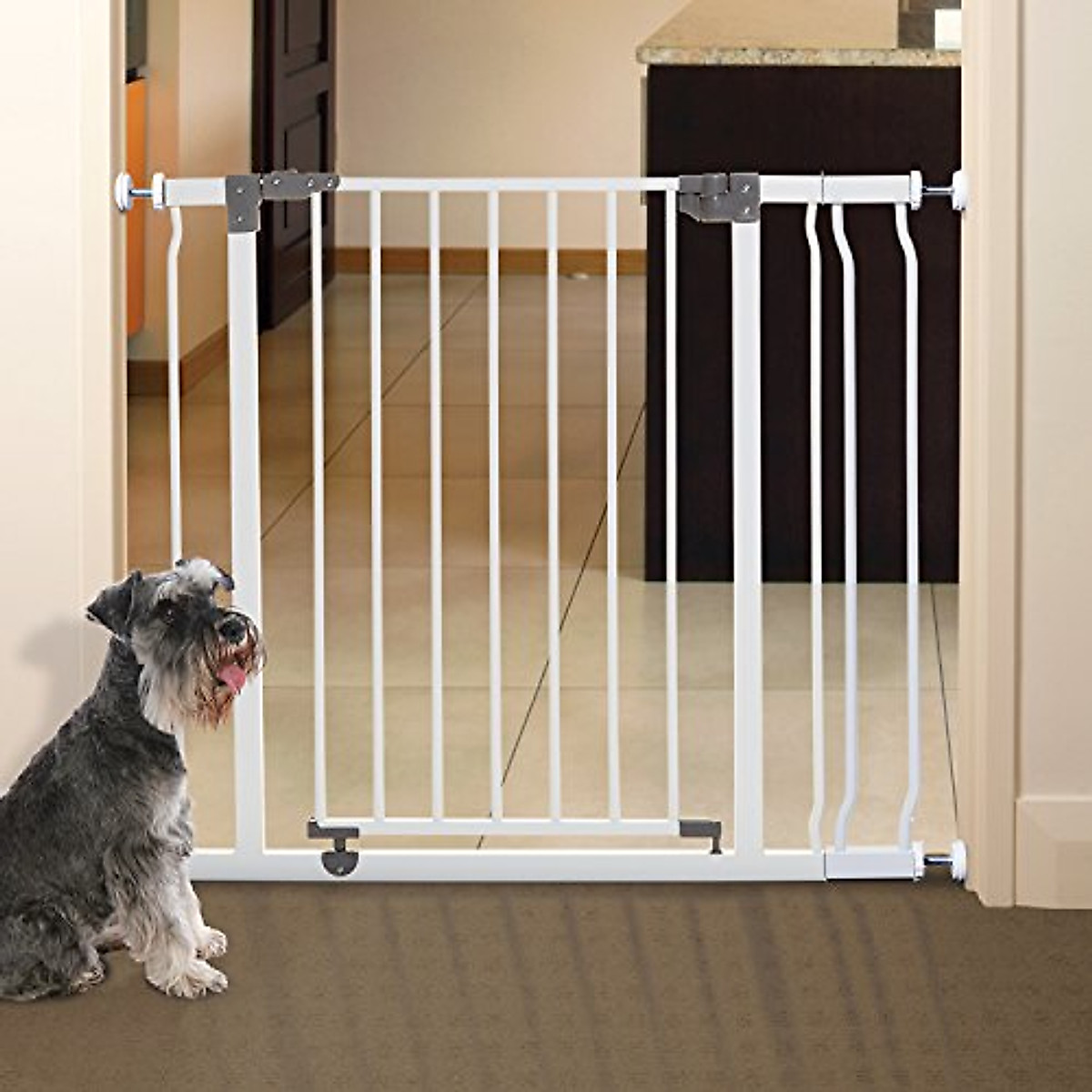 Dreambaby Liberty Walk Thru Auto Close Baby Safety Gate Set - with 3.5inch Extension Panel - Fits 29.5-36.5inch Openings - Pressure Mounted Security Gates - Model L776 - White