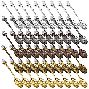 Framendino, 50 Pack Retro Coffee Spoons Vintage Crystal Alloy Tea Spoons for Home Kitchen Office