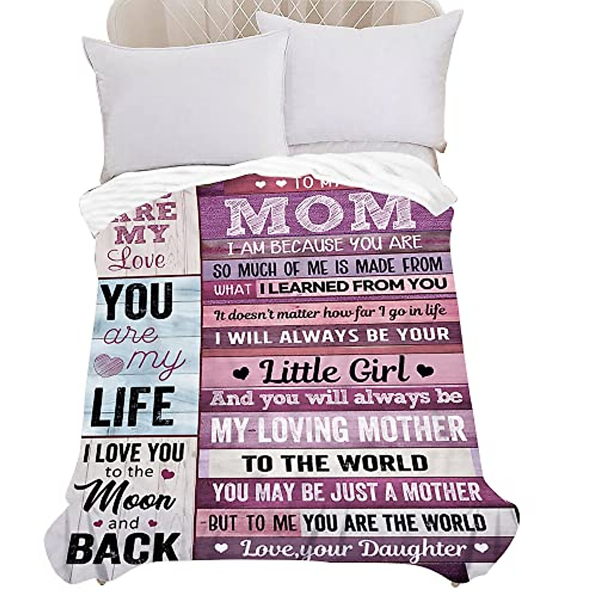 YIBZEE to My Mom Blanket - Super Soft Flannel Plush Gift Blanket from Daughter,Mother's Christmas Birthday Anniversary Throw Blanket for Sofa Bed Travel (to My Mom, 60 x 50in)