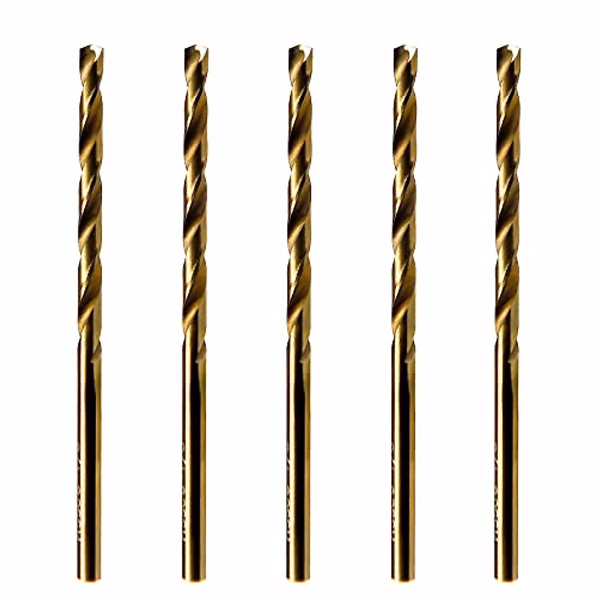 MAXTOOL No.21 5pcs Identical Jobber Length Drills Dia 0.159" HSS M35 Cobalt Twist Drill Bits Wire Gauge Numbered Golden Straight Drills; JBN35G10R21P5