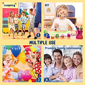 Partywind 32 Styles Circus Metallic Glitter Temporary Tattoos for Kids, Circus Theme Party Supplies Favors Decorations,Halloween Games Prize Goodie Bags (2 Sheets)