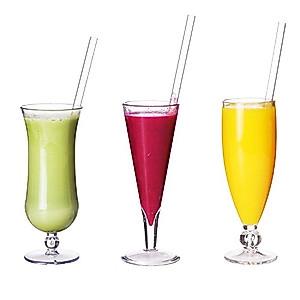 ALINK Reusable Clear Smoothie Straws, 10 in x 10 mm Jumbo Tritan Hard Plastic Drinking Straws, Individually Wrapped, Pack of 6 with Cleaning Brush and Carrying Case