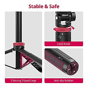 59in Selfie Tripod for Camera Gopro - ULANZI MT-71 Invisible Long Extendable Selfie Vlog Handle Portable Lightweight Tripod Stand 7 Sections for Gopro Hero 11 10 9 8 7 Black/insta360 One DJI Action