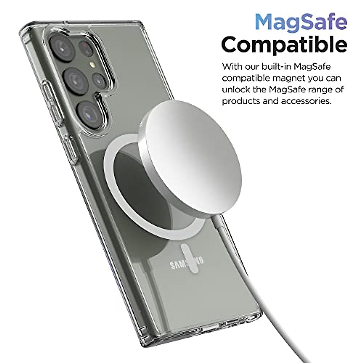 Encased Magnetic Belt Case Set Designed for Samsung Galaxy S23 Ultra with Holster Clip - Compatible with MagSafe (Clear) (S23 Ultra 6.8-inch 2023)