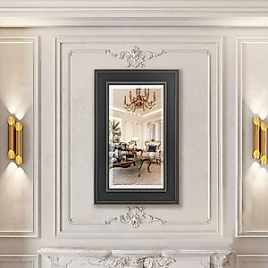 HESONTH 16"x26" Medicine Cabinet with Mirror Retro Bathroom Medicine Cabinet Organizer with Shelves Farmhouse Wall Mounted Hanging Rectangular Bathroom Mirror Cabinet Recess or Surface Mount