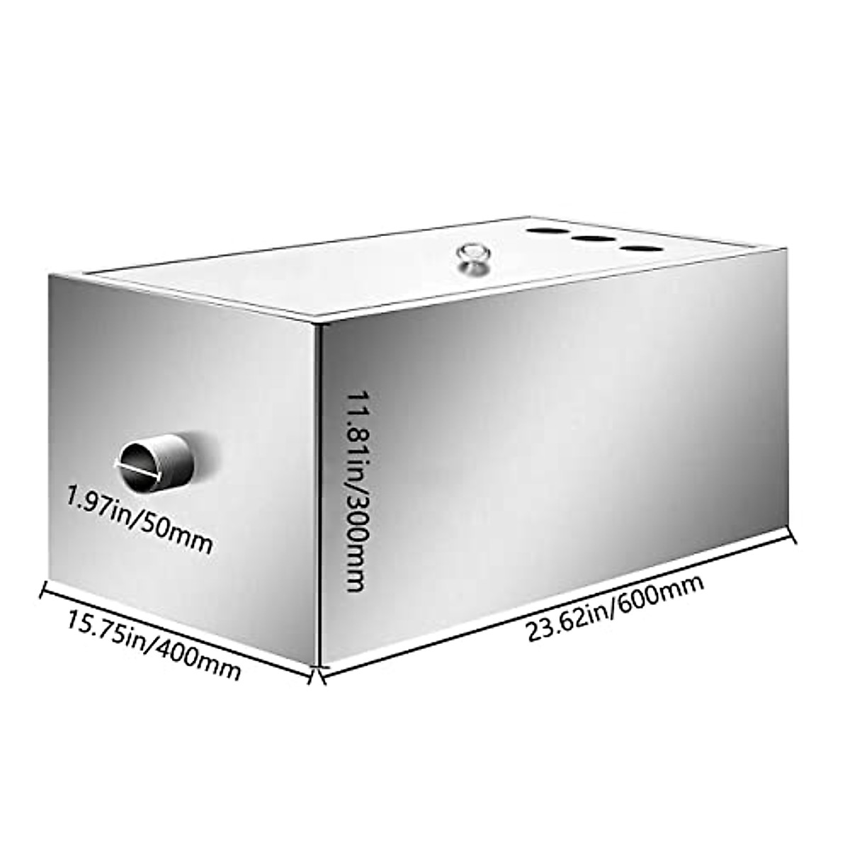 Grease Trap with 3 Top Inlets, Grease Traps for Restaurants Under Sink, Commercial Grease Trap Under Sink, Stainless Steel Grease Interceptor Trap for 3 Compartment Sink