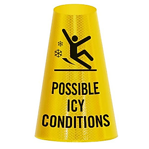 SmartSign “Possible Icy Conditions” Bright Reflective Cone Message Sleeve, [Cone Not Included]