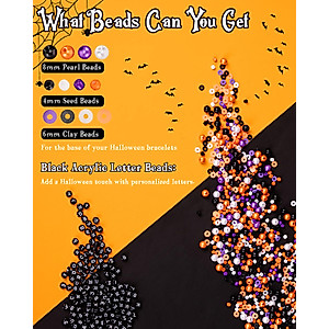 Goldwise Halloween Friendship Bracelet Kit,1 Box Halloween Beads and Black Letter Beads (A-Z) for Jewelry Making, Varieties of Halloween Charms Jewelry Making，DIY Crafts for Gifts Party Favors