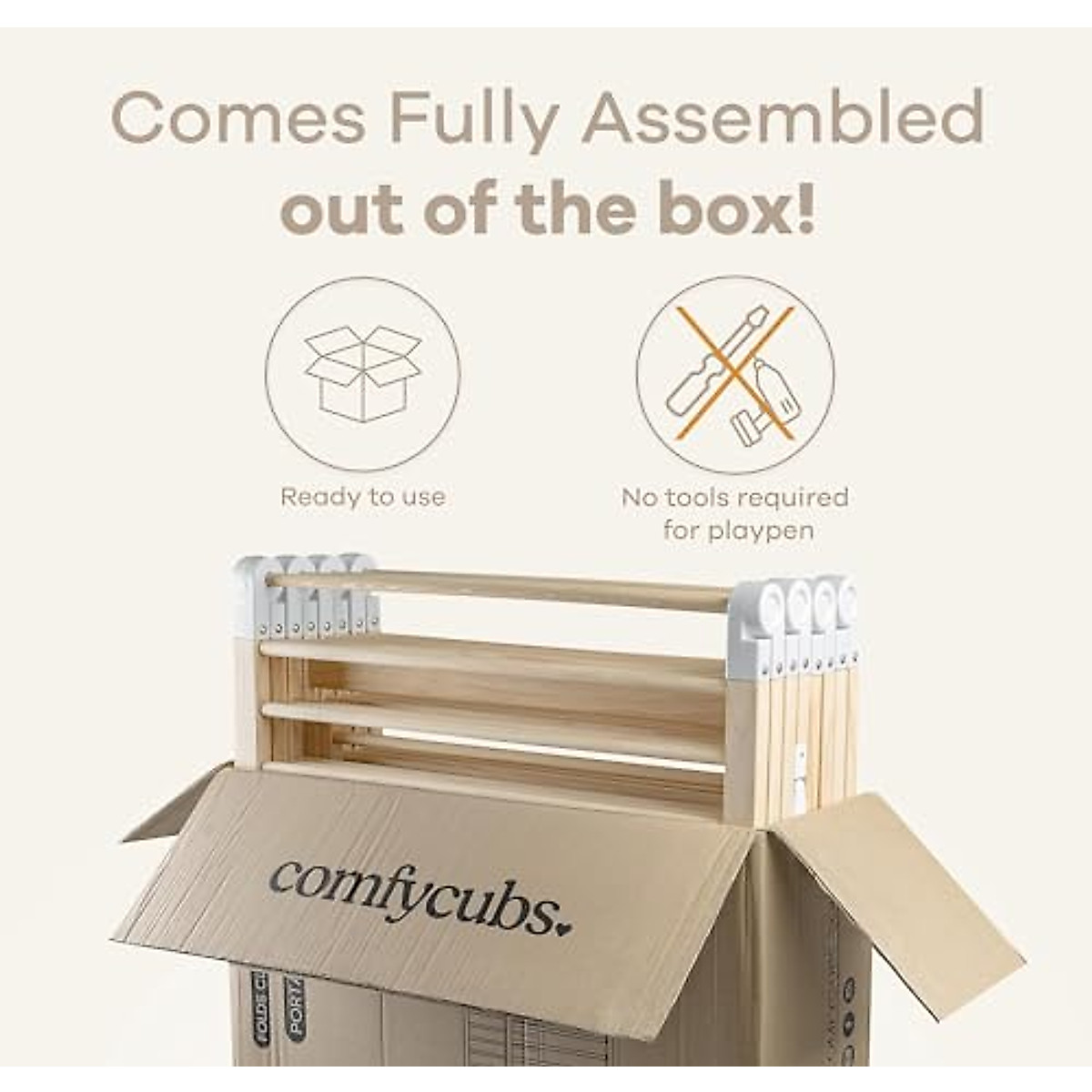 Baby Playpen & Baby Gate for Toddler and Babies, Foldable Wooden Large Shape & Size Adjustable Playard, Play Fence with Locking Gate Activity Center, Toddler Fence Play Area Indoor by Comfy Cubs