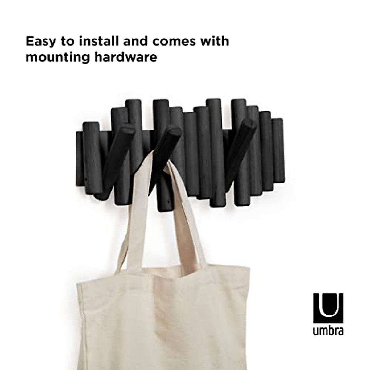 Umbra Picket Rail Hook for Entryways, W38×D4×H17cm, Black