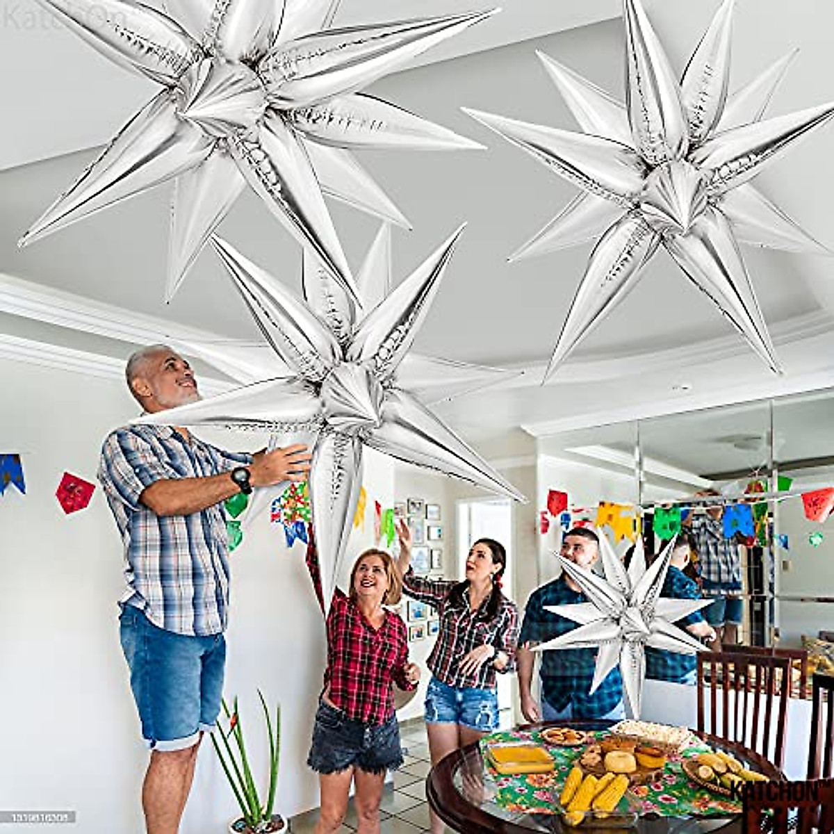 KatchOn, 50 Pieces Silver Star Balloons Metallic - 26 Inch | Silver Starburst Balloon, Spike Balloons | Silver Metallic Balloons, Silver Balloons | Star Foil Balloons, 2023 Graduation Decorations