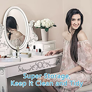 Macarrie 20 Pcs Plastic Drawer Organizer 10 x 3.3 x 1.8 Inch Storage Tray Plastic Silverware Organizer Utensil Holder Drawer for Makeup Kitchen Bathroom Desk Cabinet Organizing, White