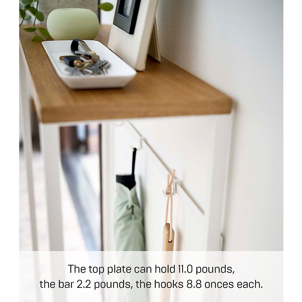 Yamazaki Home Modern Slim Console Table, Slim Narrow Accent Table for Entryway Or Living Room, Metal and Wood Skinny Hallway or Sofa Table Steel One Size White